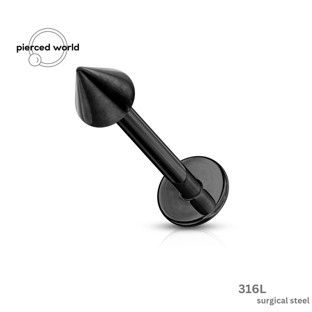 Black Spike Top Labret Titanium Ion Plated Over 316L Surgical - Etsy