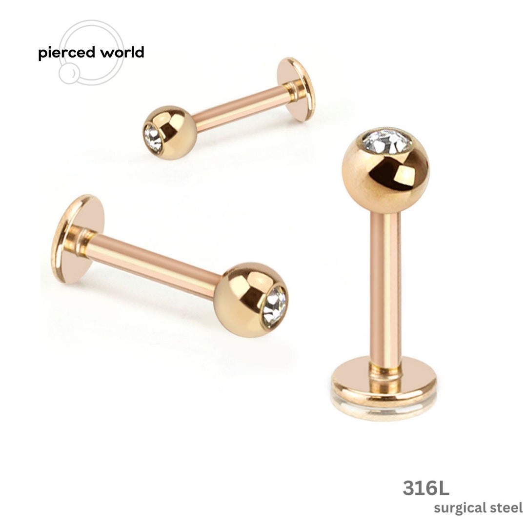 Labret Cartilage Stud Gauges 16GA Length 8mm Monroe - Etsy