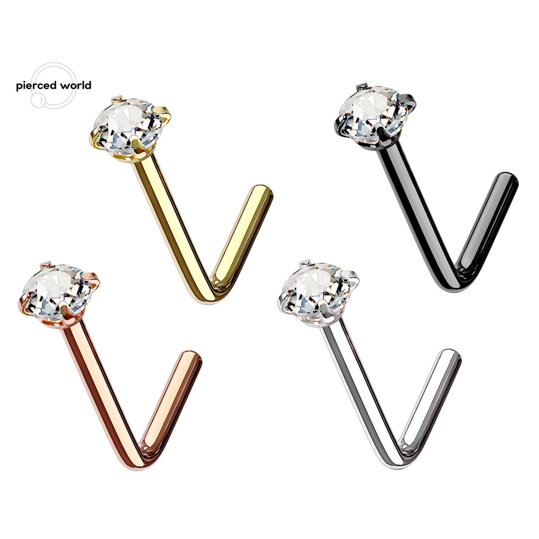 Gem Nose Stud Ring 316L Surgical Steel L Bend Nose Stud - Etsy UK