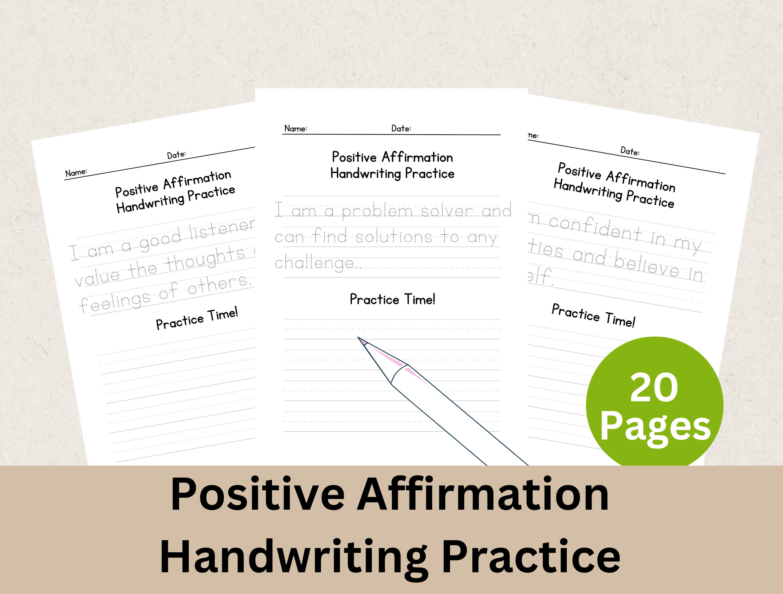 Positive Affirmation Handwriting Practice Worksheets, Handwriting ...