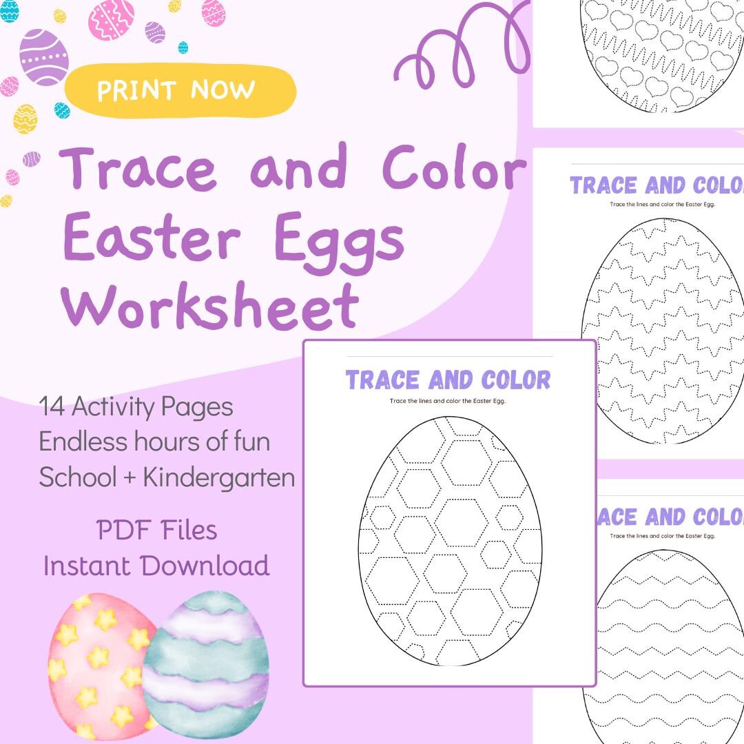 Easter Eggs Trace and Color Worksheet | Kids Fine Motor Skills Activity ...