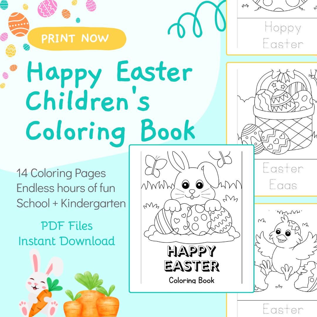 Happy Easter Children's Coloring Book | Learn Letters, Fun Pages ...