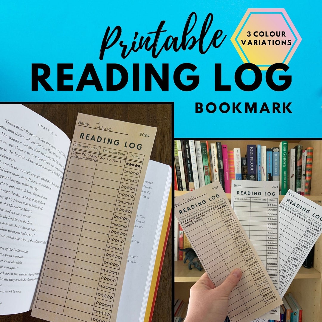 Printable Reading Log Bookmark Reading Tracker With Star Ratings for ...