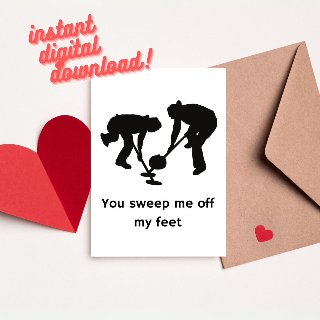 Printable Curling-themed Valentine's Day Greeting Card Funny 5x7 Card ...