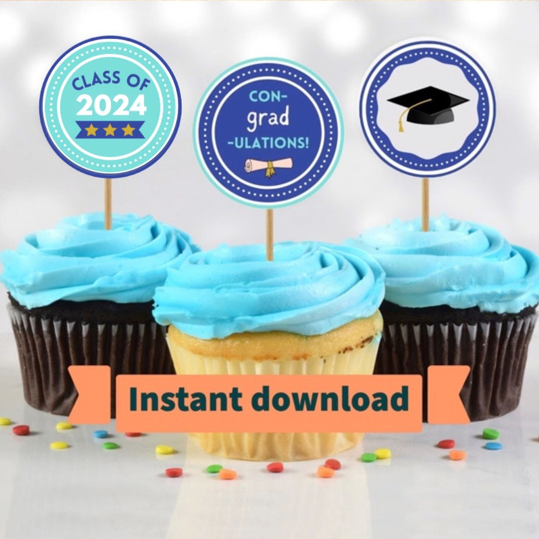 Printable PDF Graduation Prom Party Cupcake Toppers Class of 2023 Grad ...