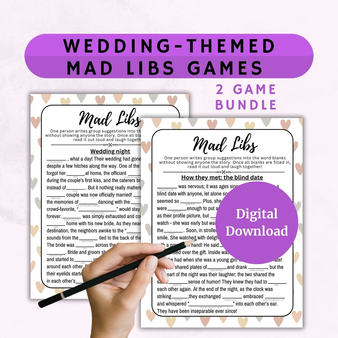 2 Game Bundle Printable Mad Libs Activity Sheets for Bridal Shower ...