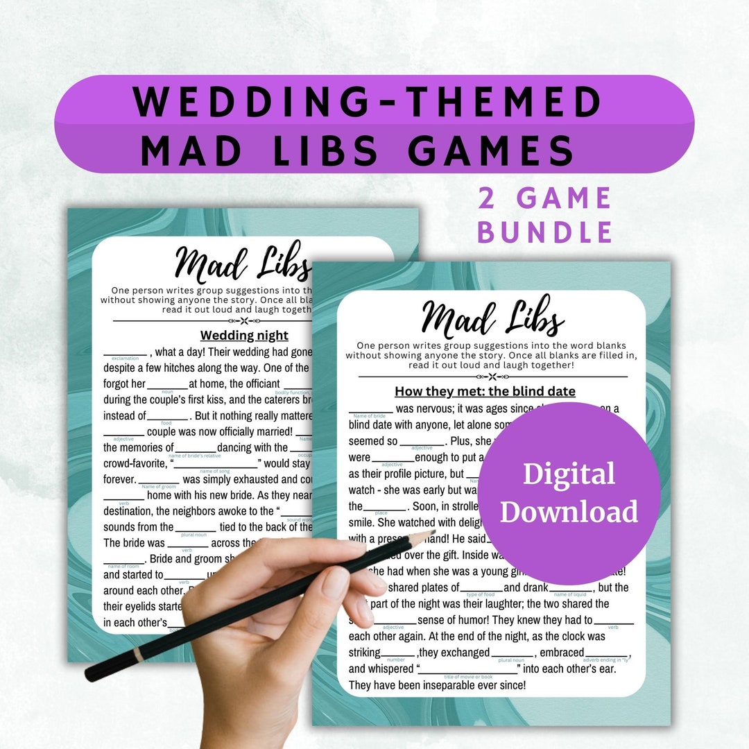 2 Game Bundle Printable Mad Libs Activity Sheets for Bridal Shower ...