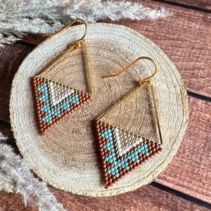 Triangle Beaded Earrings Handwoven Beaded Earrings Brick Stitch ...
