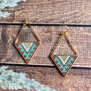 Triangle Beaded Earrings Handwoven Beaded Earrings Brick Stitch ...