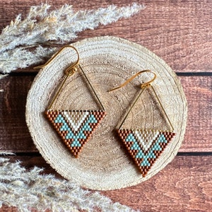 Triangle Beaded Earrings Handwoven Beaded Earrings Brick Stitch ...
