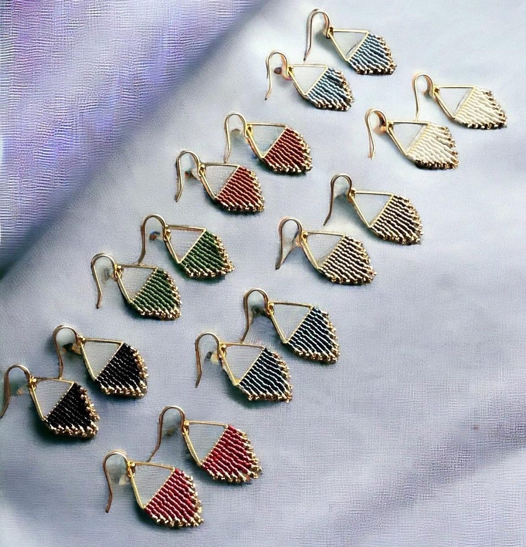 Mini Fringe Earring Collection (gold) - Handwoven Beaded Earrings ...