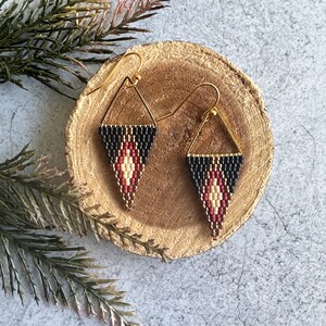 Long Triangle Beaded Earrings Handwoven Beaded Earrings Brick Stitch ...