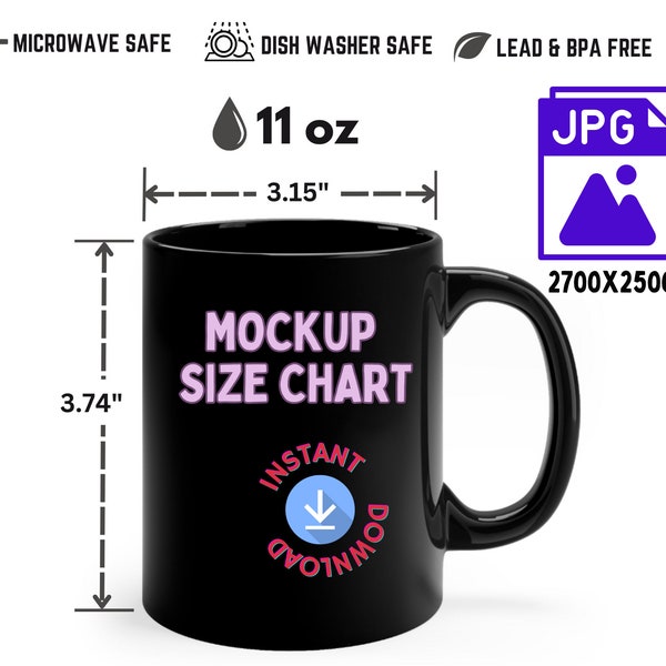 Black Mug Size Chart - Etsy
