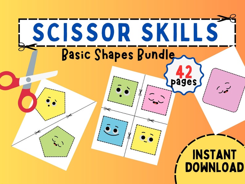 Scissor Skill Preschool Printable Worksheets for Kids Scissor - Etsy