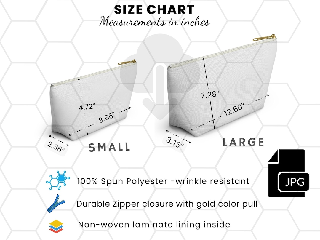Accessory Pouch W T-bottom Mockup Printify AOP Pouch Size Chart ...