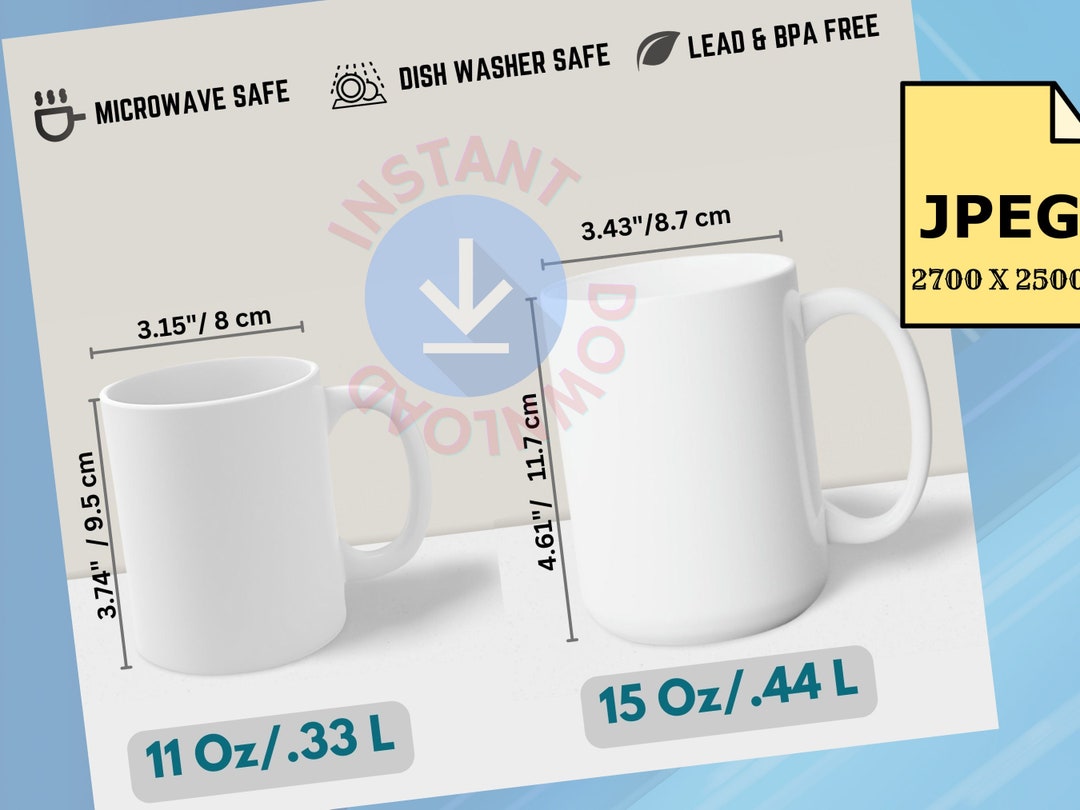 Mug Size Chart 11 Oz and 15 Oz Mockup Printify Ceramic Mug Mock up Size ...