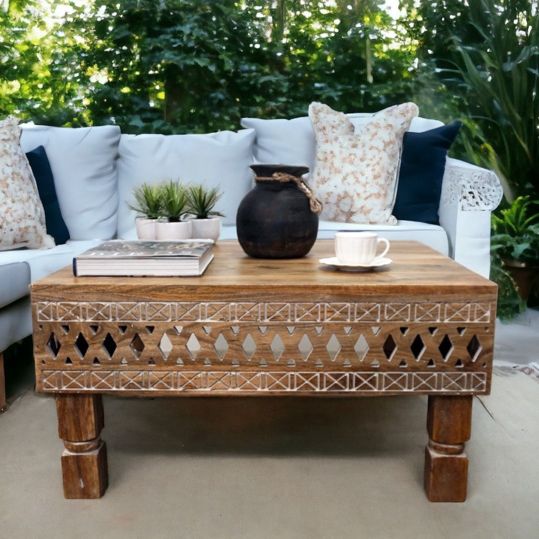 Solid Wood Square Coffee Table Hand-crafted 33x33x17 Accent Table for ...