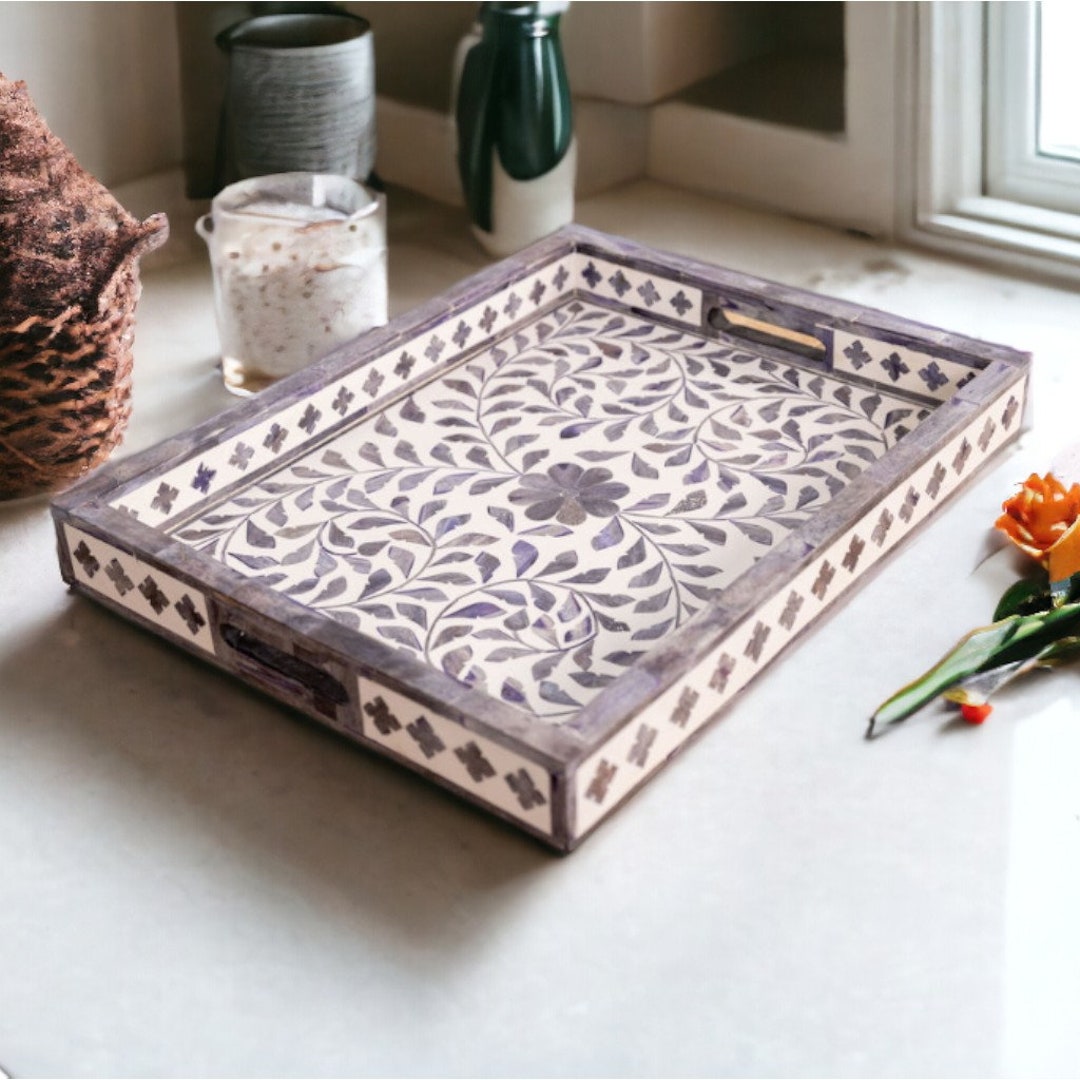 Hand-crafted Stunning Decorative Serving Tray. Large Accent Tray ...
