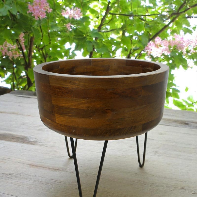 Large Round Outdoor Wood Planter - Etsy
