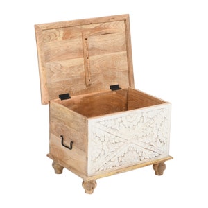 Hand-carved Mango Wood Trunk: Whitewashed Accent Storage Box - Etsy