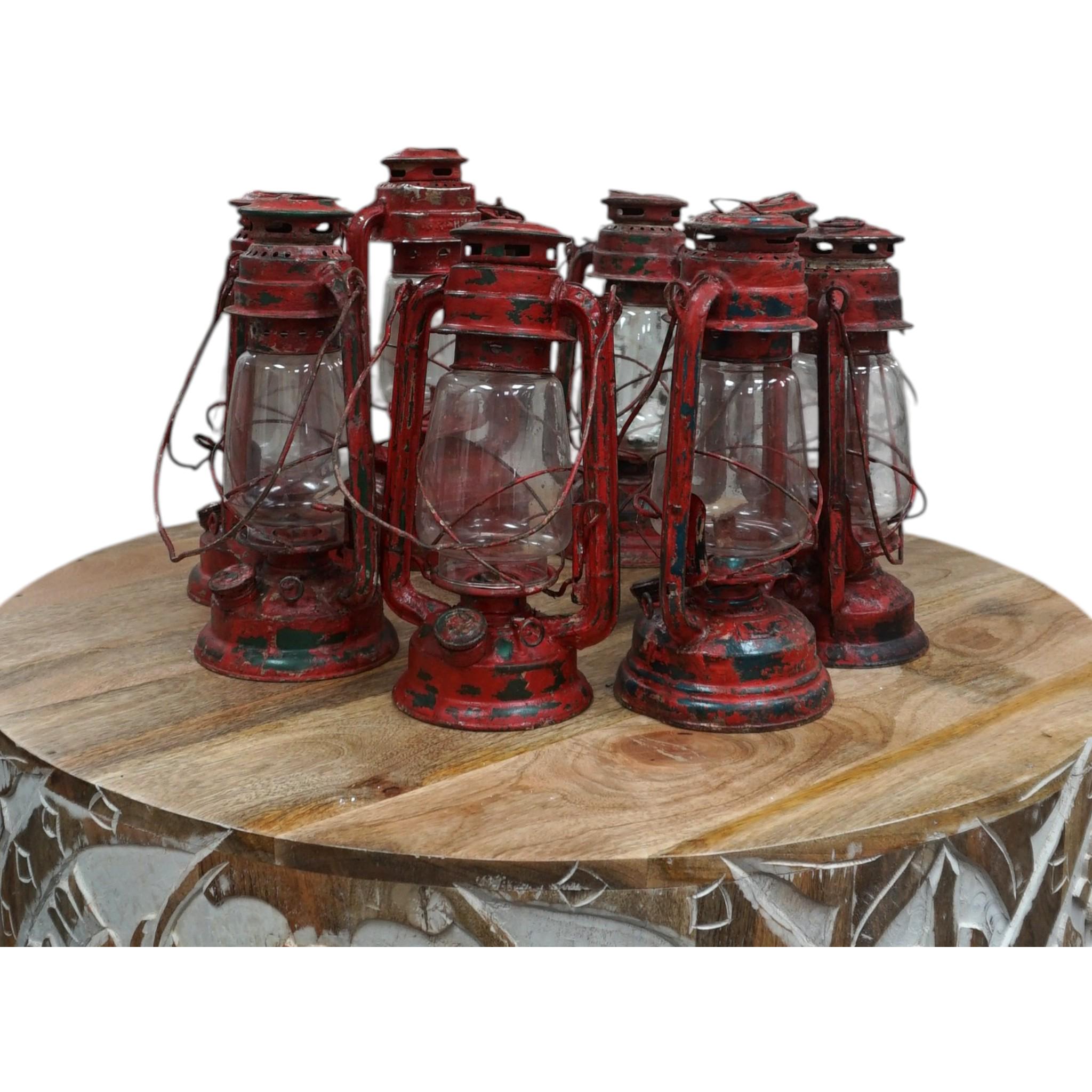 Red Vintage Hurricane Lantern: Rustic Farmhouse Oil Lamp Decor - Etsy