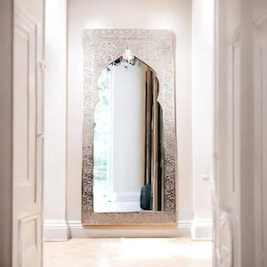 Hand-embossed Arabesque Mirror: Large White Metal Accent (63x30) - Etsy
