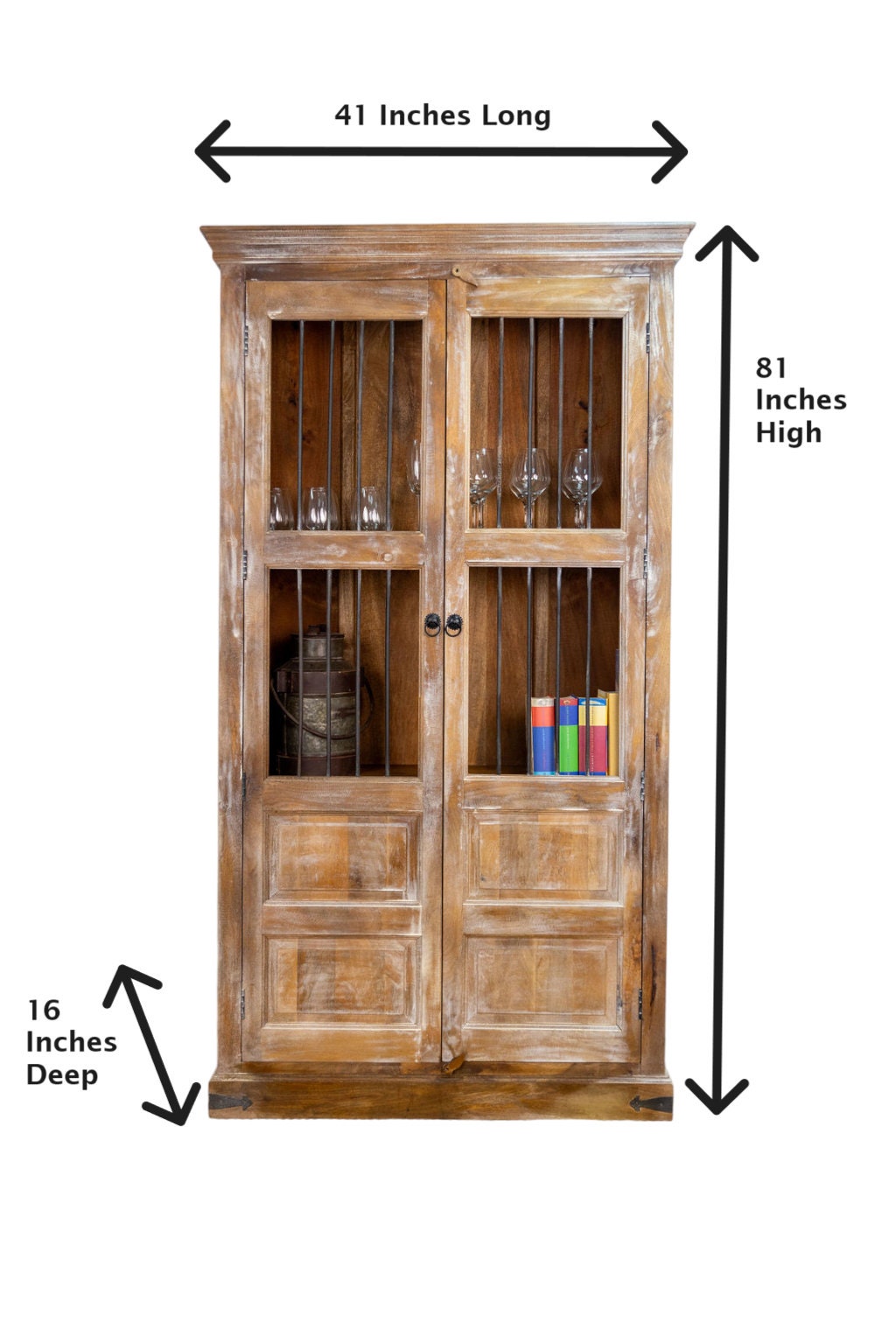 Large Farmhouse Display Cabinet Hand crafted Reclaimed Wood Almirah 41x16x81 China Cabinet Etsy