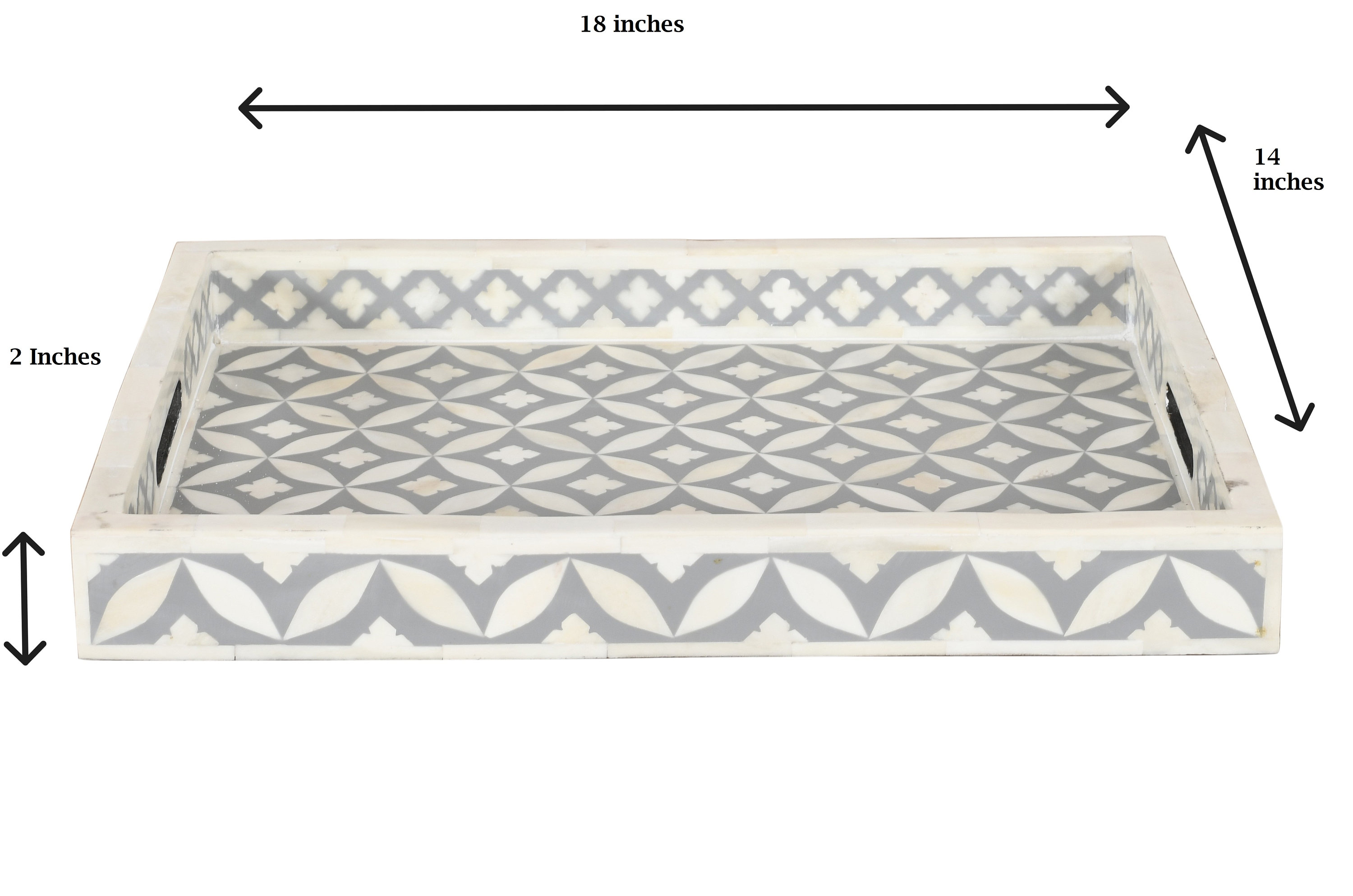Large Decorative Serving Tray With Elegant Geometric Motif Gray and ...