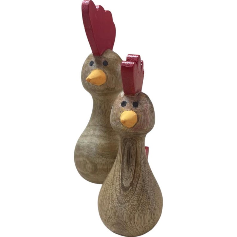 Set of 2 Hand-crafted Wooden Roosters an Adorable Rustic Accent for ...