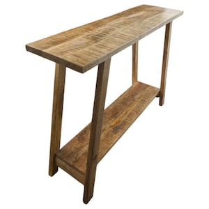 Hand-crafted Rustic Mango Wood Console Table With Shelf: Entry or Sofa ...