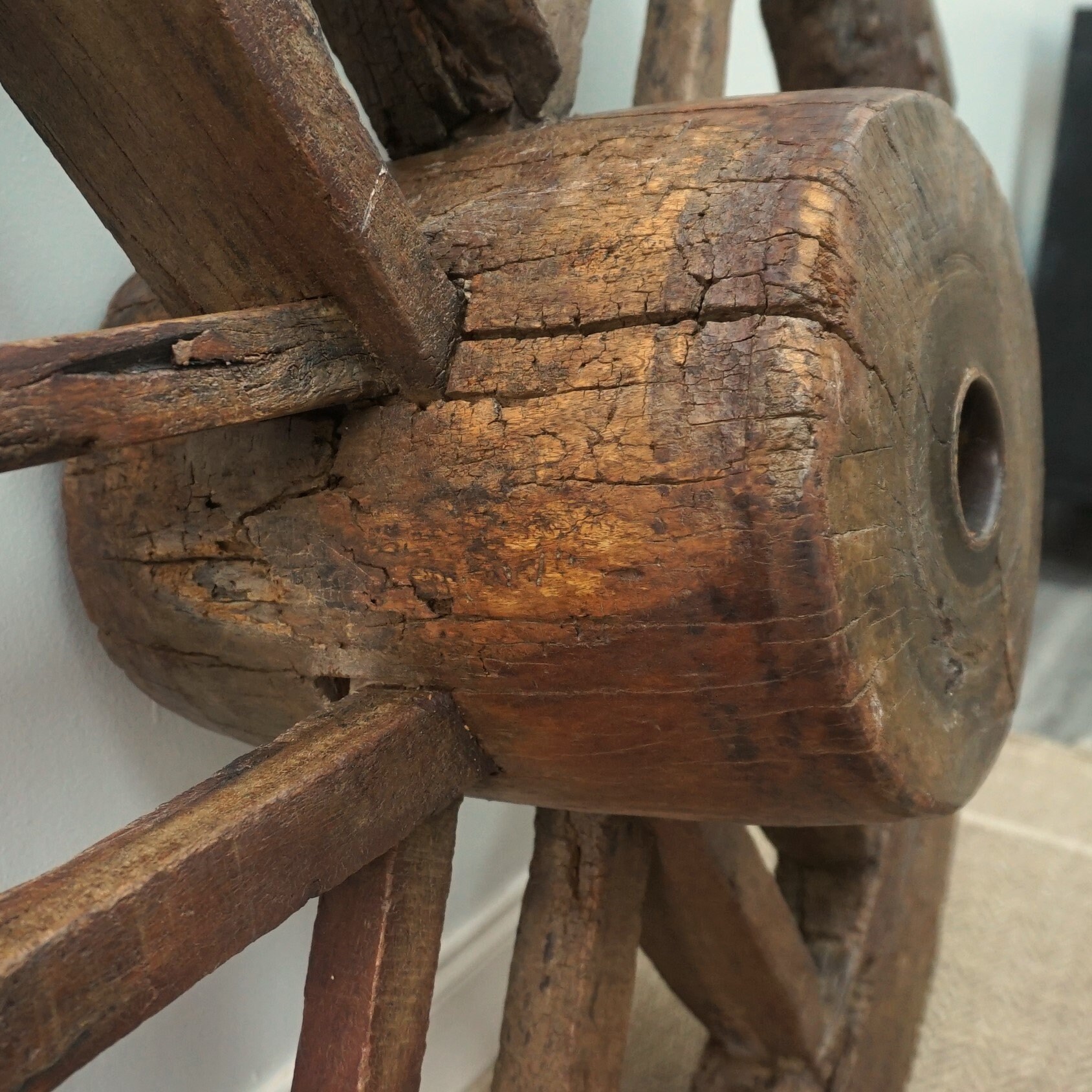 Unique Antique Ox Cart Wagon Wheel 44 Tall Perfect Rustic Decor Accent ...