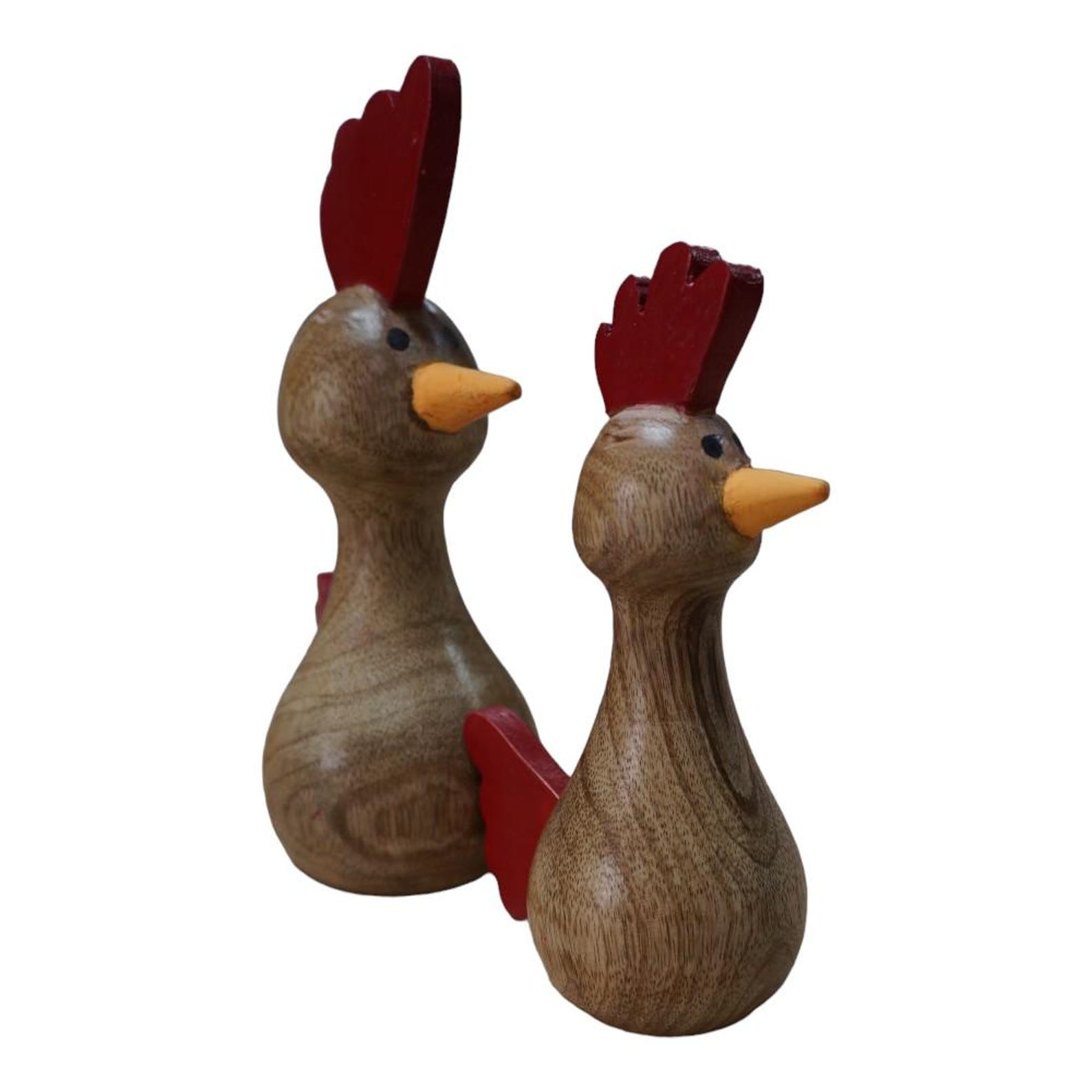 Set of 2 Hand-crafted Wooden Roosters an Adorable Rustic Accent for ...