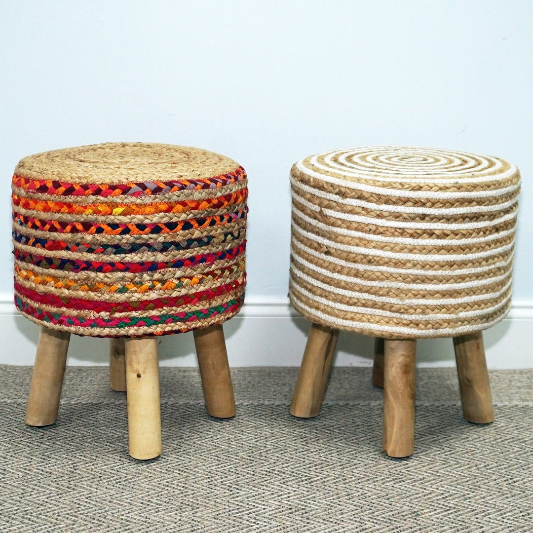 Hand-crafted Jute Stools - 2 Color Options Limited Stock! 14x17.5 ...