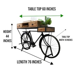 Hand-crafted Vintage Bicycle Console Table: Unique Desk With Drawers ...