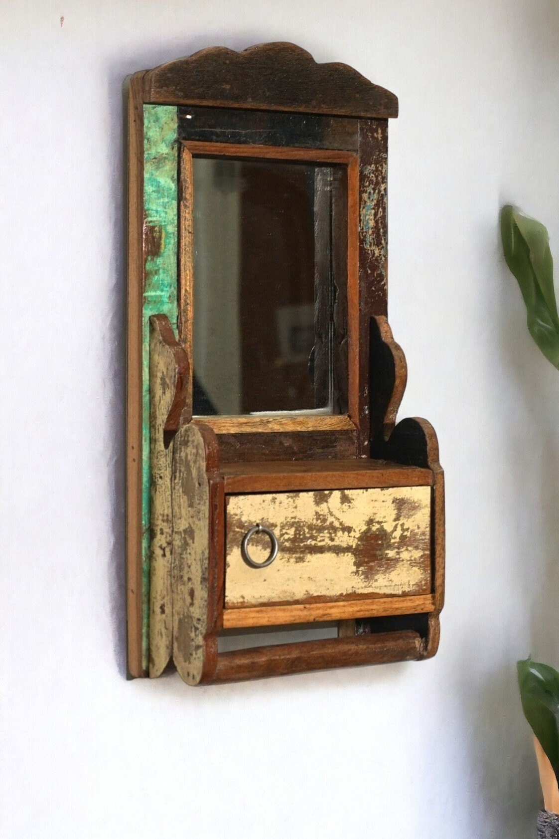 NEW Rustic Farmhouse Key Holder With Mirror Rustic Wall Hanging Key ...