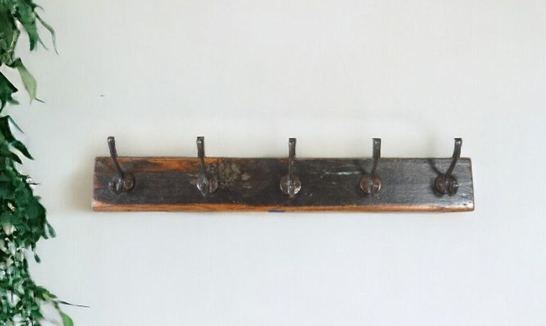 5-hooks Coat Rack Hand-crafted Reclaimed Wood Rustic Wall Decor ...