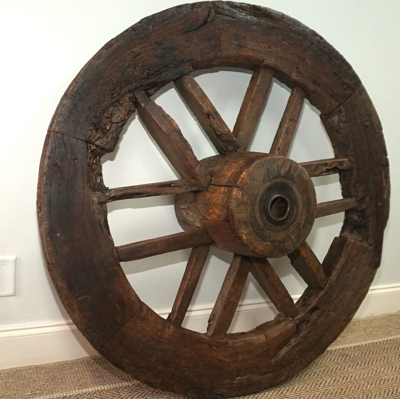 Unique Antique Ox Cart Wagon Wheel 44 Tall Perfect Rustic Decor Accent ...
