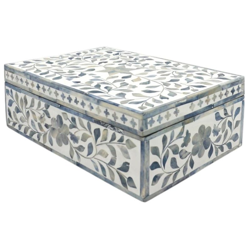 Handcrafted Inlay Box: Large Decorative Bone & Resin Jewelry Box - Etsy