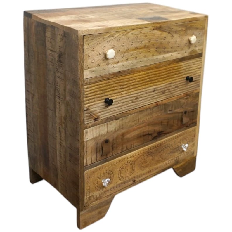 Hand-carved Mango Wood 4-drawer Dresser: Rustic Storage - Etsy