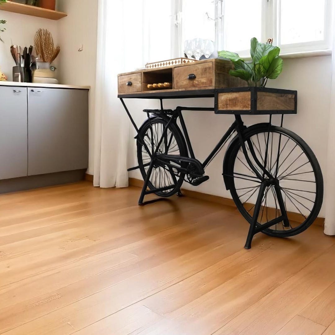 Hand-crafted Vintage Bicycle Console Table: Acacia Wood Desk With ...