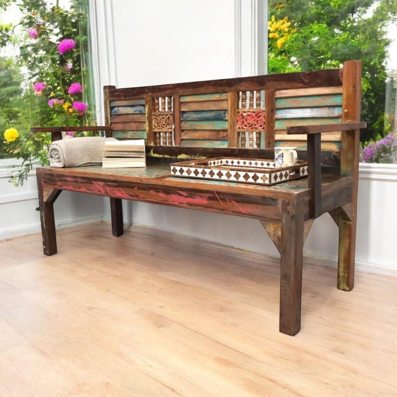 Reclaimed Wood Bench - Etsy