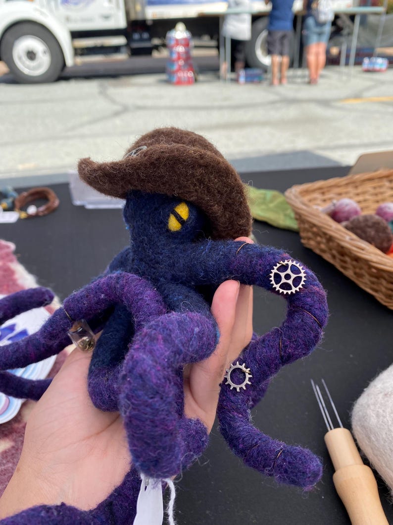 Needle Felted Octopus Soft Sculpture Steampunk Octopus - Etsy