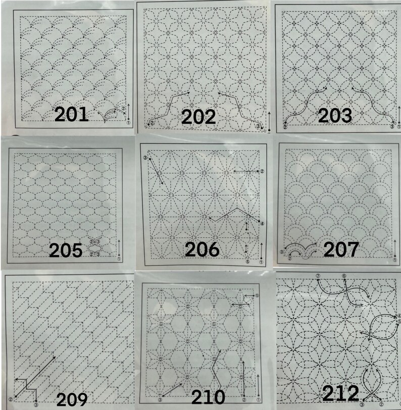 Japanese Sashiko Hand Embroidery Sampler, Navy, DIY Pattern - Etsy