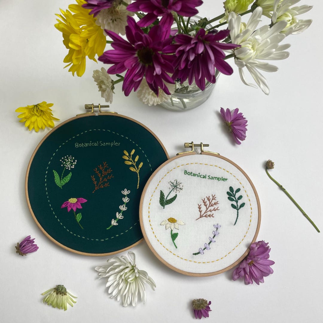 Botanical Sampler, Embroidery Kit, Embroidery Sampler, Learn Basic ...