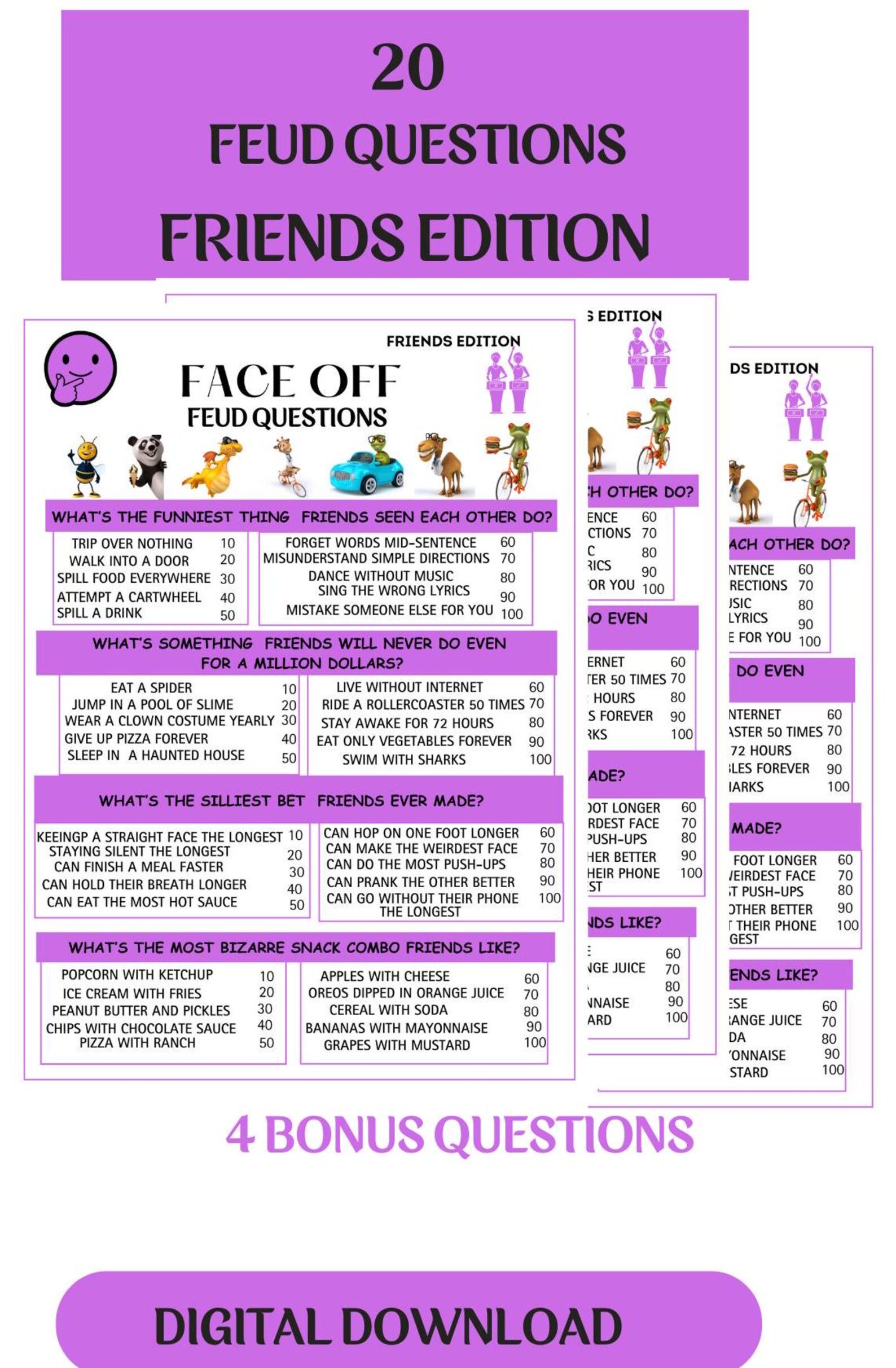FRIENDS Feud Game, Printable Family Game, Friendly Feud, Trivia Quiz ...