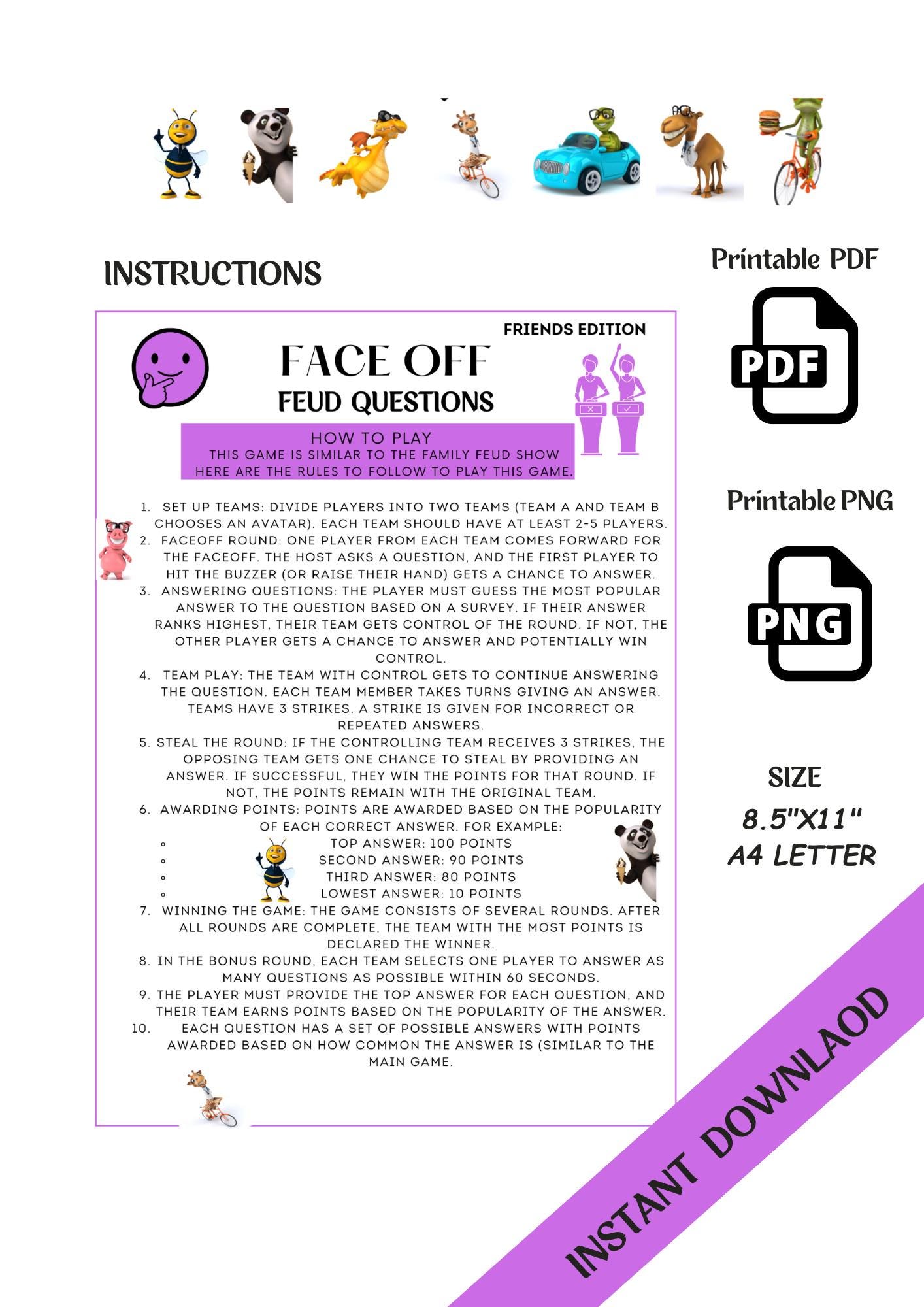 FRIENDS Feud Game, Printable Family Game, Friendly Feud, Trivia Quiz ...