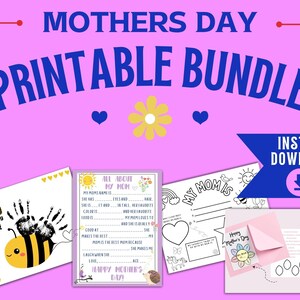 Mother's Day Printable Activity Bundle: Handprint Craft, Coloring Page ...