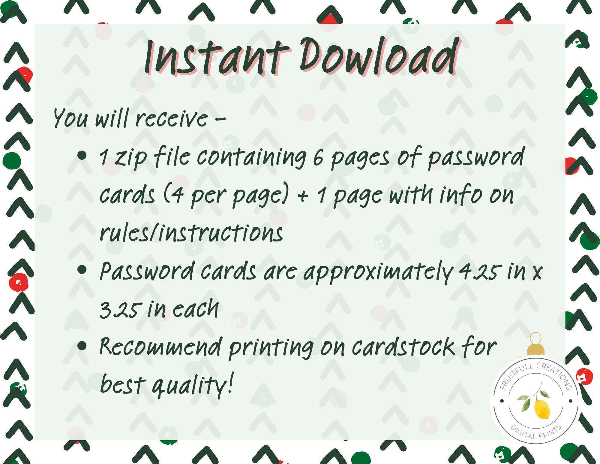 Printable Christmas Password Game: Holiday Family Fun (digital Download ...