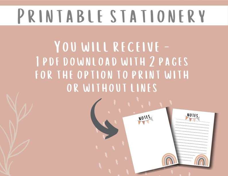 Printable Stationery Boho Rainbow Notepad Paper - Etsy