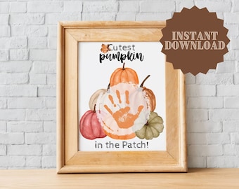 Fall Handprint Craft | Fall Pumpkin Printable | Handprint Art | Fall ...